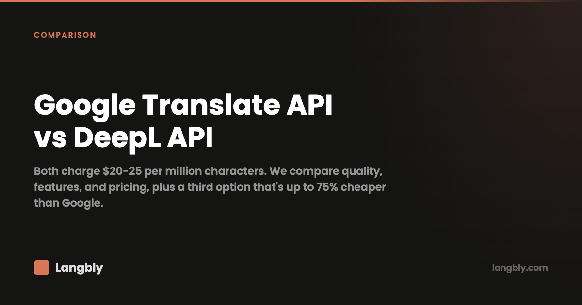 Google Translate API vs DeepL API (2026): Pricing, Quality & Features